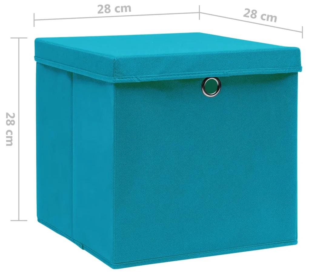Úložné boxy s víky 10 ks 28 x 28 x 28 cm bledě modré - Default Title