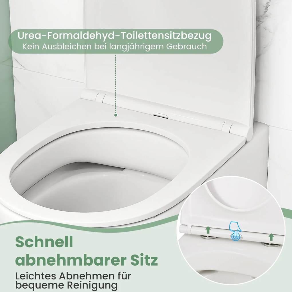 Costway Závěsné WC Keramické závěsné WC bílé s WC sedátkem dual splachovací