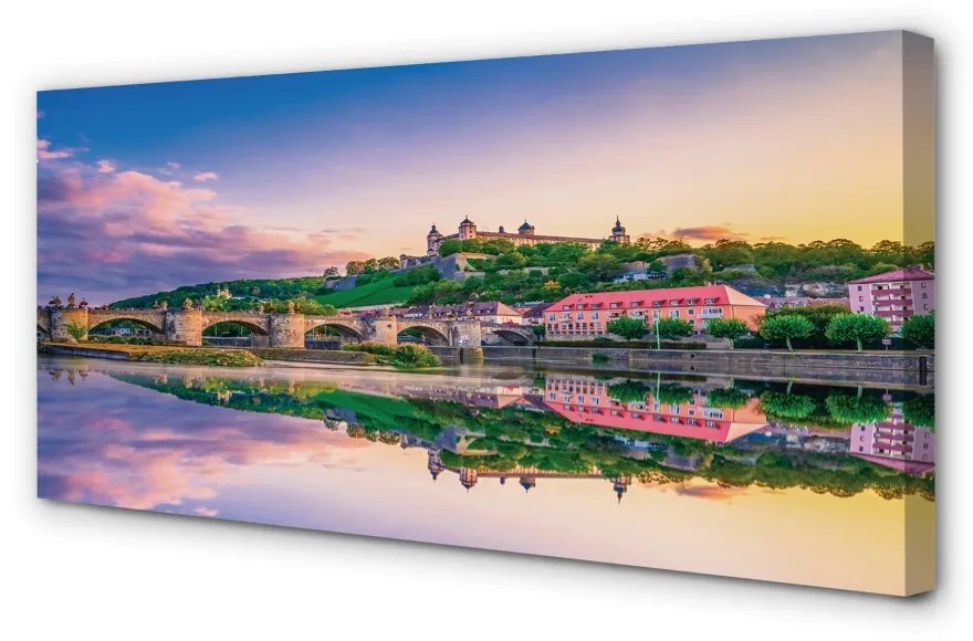 Obrazy na plátně řeka Německo Sunset 140x70 cm