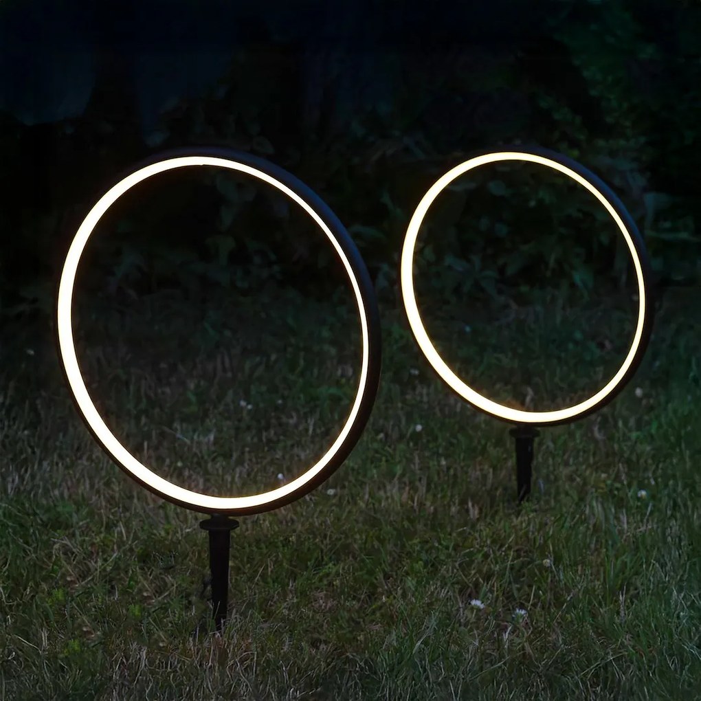 Exteriérové solární zapichovací svítidlo Rings, 2x LED 1,5w, černá