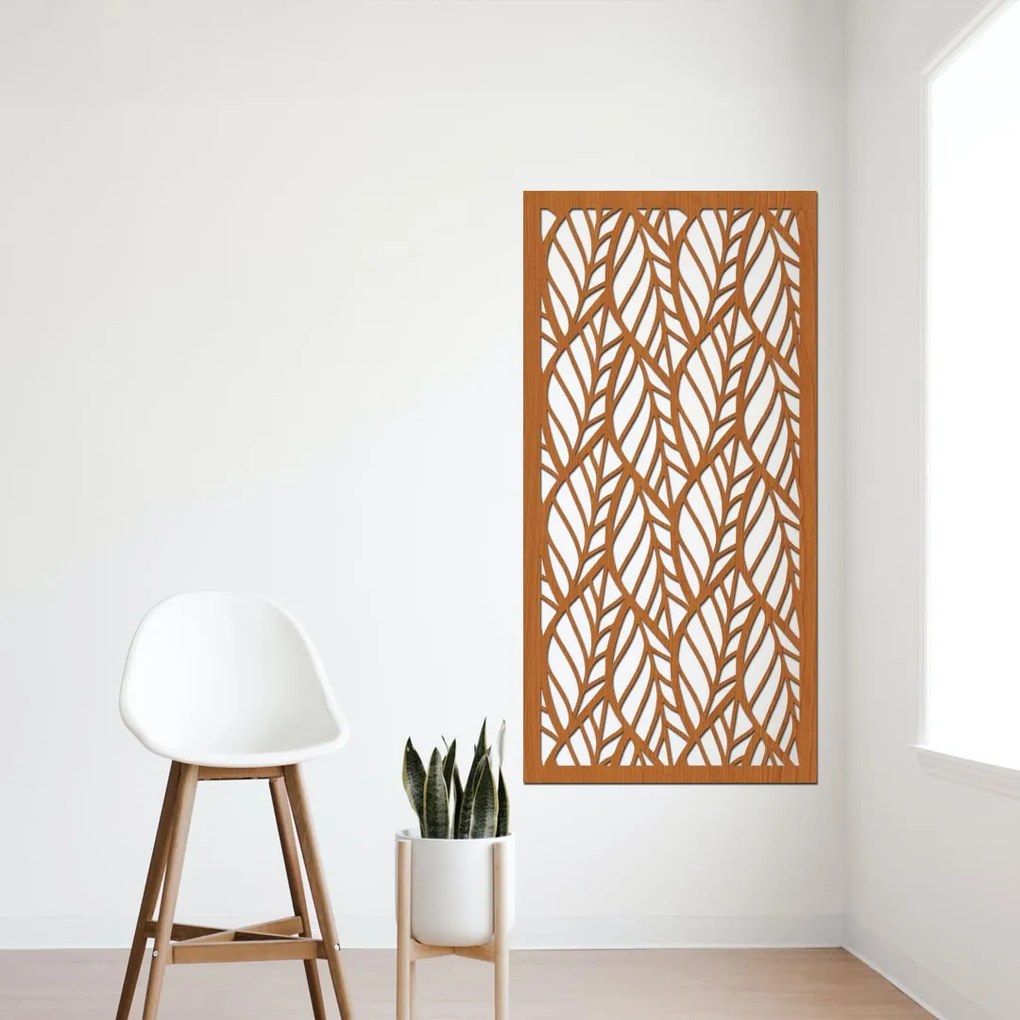dřevo života Dřevěný dekorační panel LEAF III Rozměry (cm): 40x80, Barevný vzor: Ořech