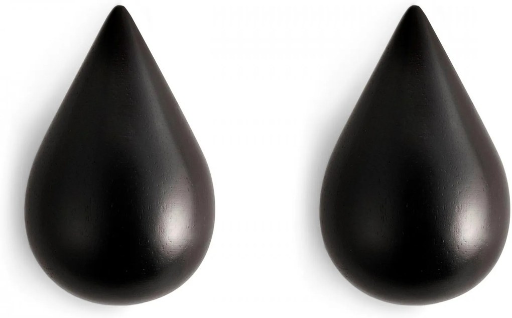 normann COPENHAGEN Dřevěné háčky Small Black Drop - set 2 ks, černá barva, dřevo