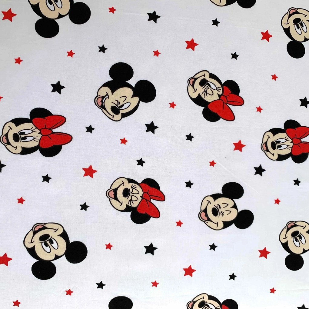 Jerry Fabrics Bavlněné napínací prostěradlo 90x200 + 25 cm -  Mickey and Minnie "Stars"