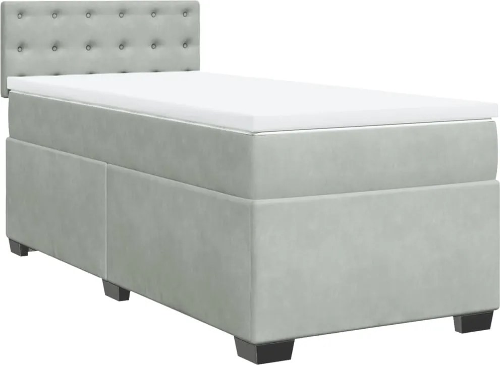 Box spring postel s matrací světle šedá 80 x 200 cm samet 3288474