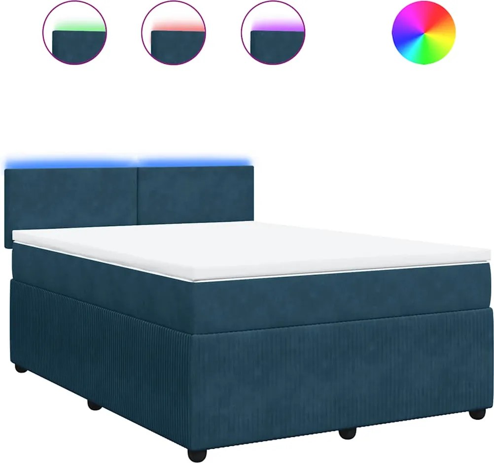 Box spring postel s matrací modrá 160 x 200 cm samet 3290080