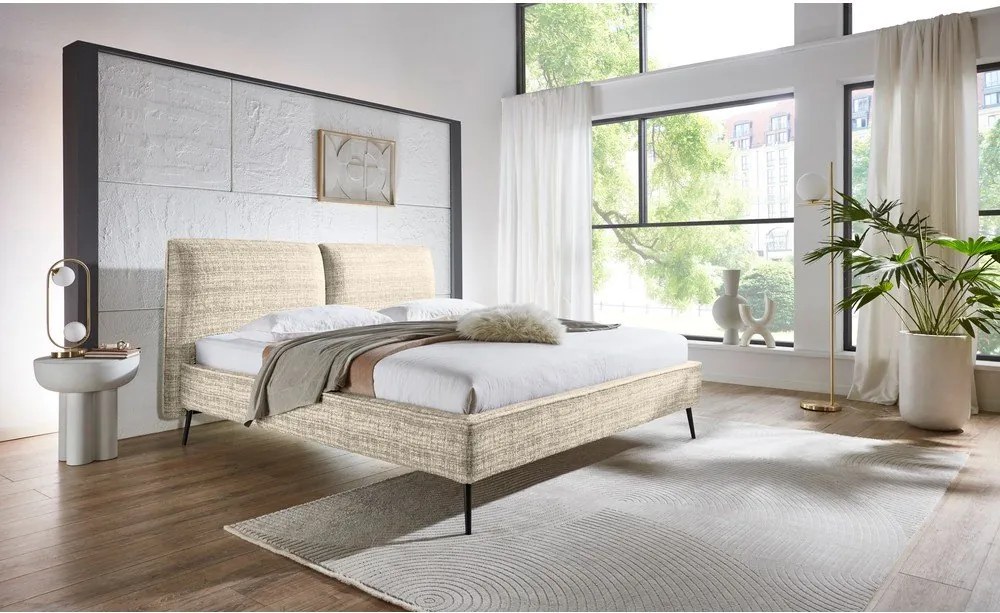 Béžová čalouněná dvoulůžková postel bez roštu 160x200 cm Infinity – Meise Möbel