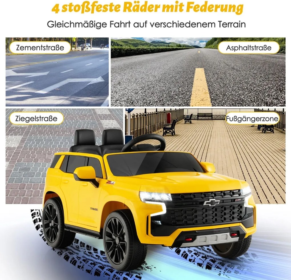 Costway Dětské elektrické auto Chevrolet s 2,4 G dálkovým ovládáním a – žluť