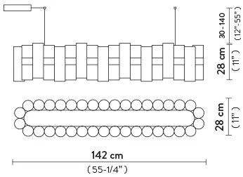 Slamp Závěsné lineární LED svítidlo LA LOLLO 140 Barva: cín