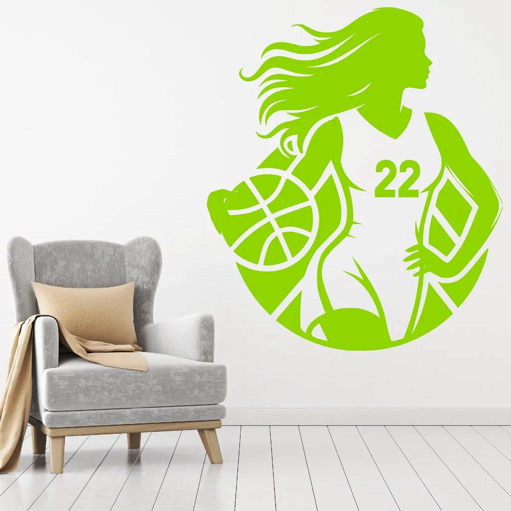 Živá Zeď Samolepka na zeď Basketbalistka s vlastním číslem Barva: černá