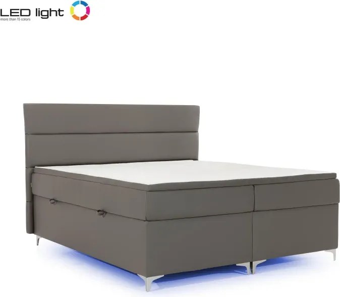 Postel Boxspring Amadeus + LED 200x180, béžová (látka - bao 13)