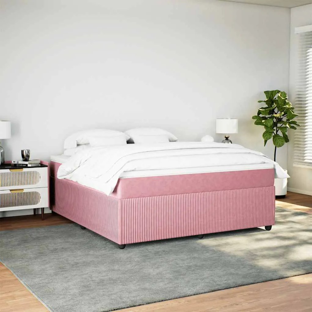 Box spring postel s matrací růžová 180x200 cm samet 3285661