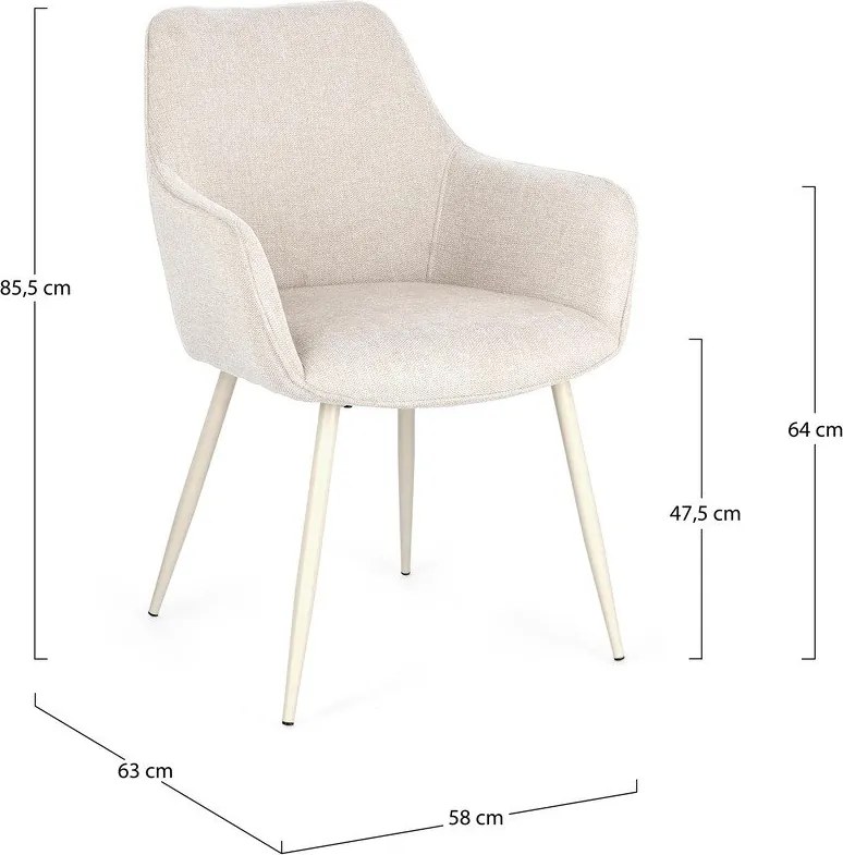 Béžové čalouněné jídelní křeslo s područkami Cora – Bizzotto