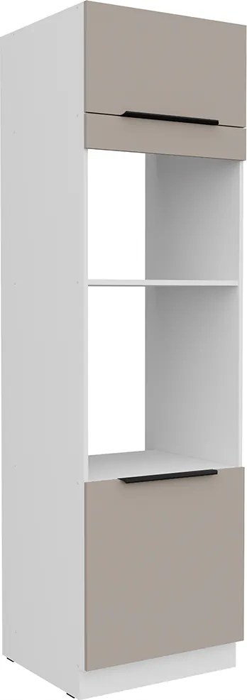 ARIA lb | vysoká skříňka 60 DPM-210 2F na vestavnou troubu a mikrovlnku | 60 cm | ANTI FINGERPRINT povrch | bílá/béžová