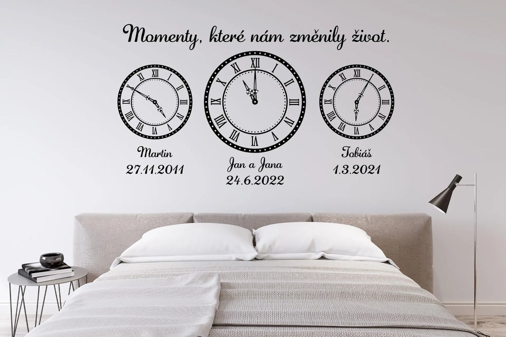 Samolepka na zeď Momenty, které nám změnily život Barevná varianta: Černá, Velikost (šířka x výška): 70x40cm