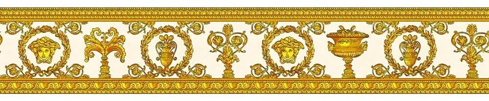 Luxusní vliesová bordura tapeta 34305-2 žlutá, zlatá / Bordury tapety na zeď 343052 Versace 3 (0,09 x 5 m) A.S.Création