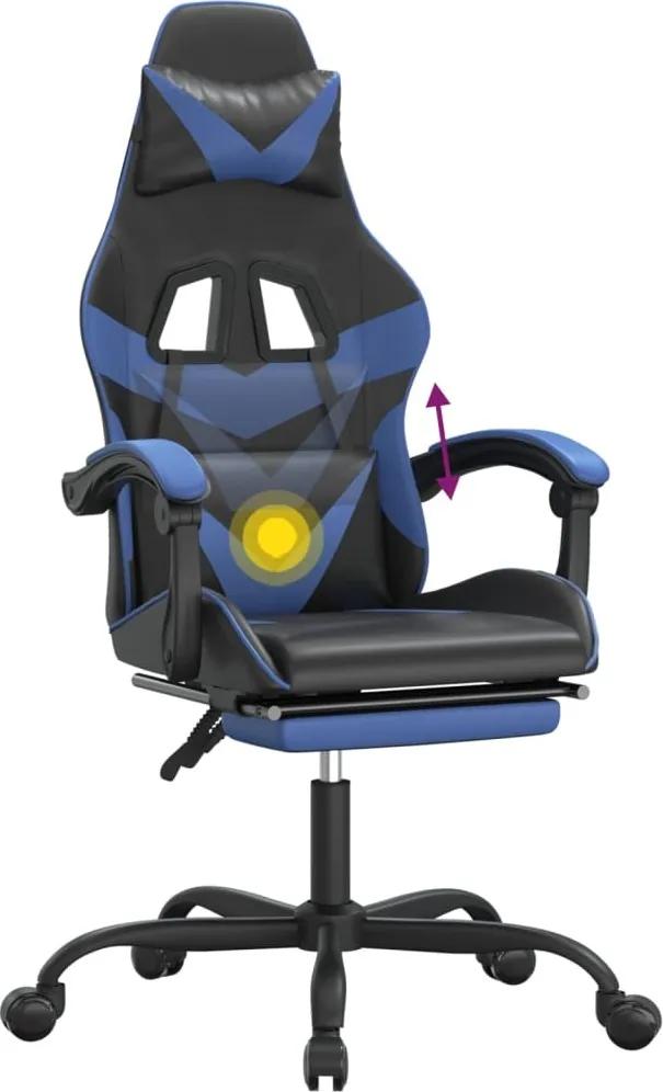 vidaXL Otočná herní židle s podnožkou umělá kůže [349555] Barva: Černý a zlatý