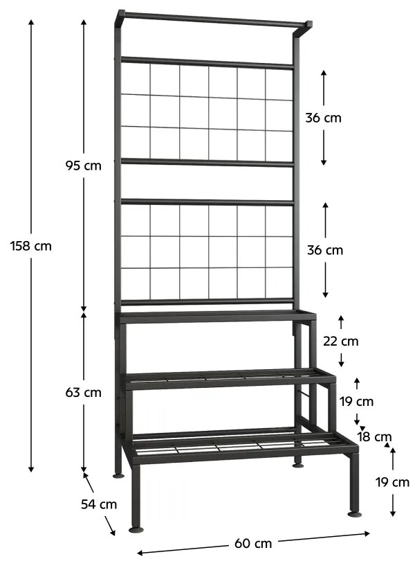 Kondela Kovový stojan na květiny, černá, BALKO