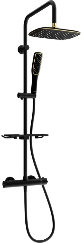 Mexen KT49 sprchový set s termostatickou baterií Kai, černá- zlatá, 771504993-75