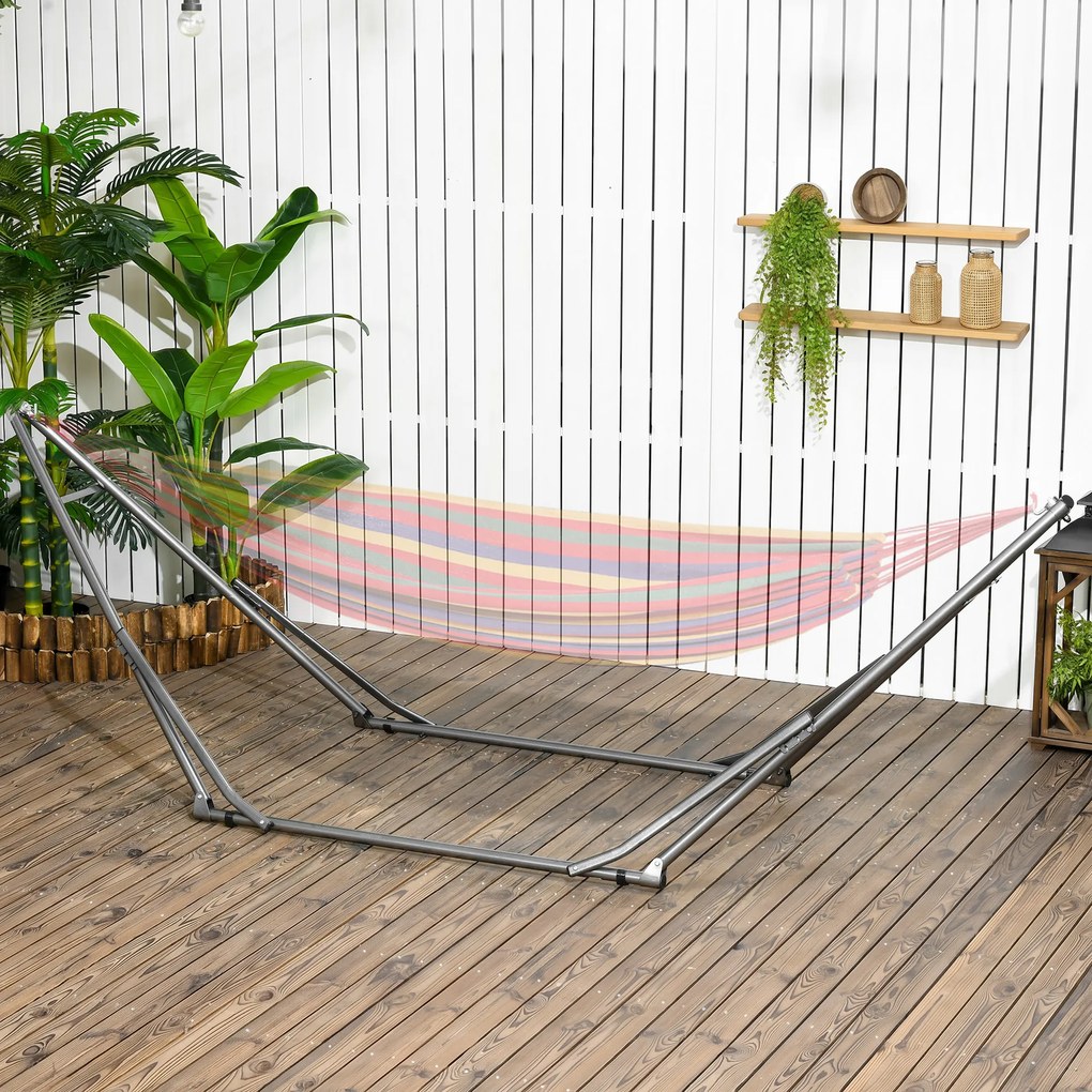 Stojan na houpací síť Outsunny skládací stojan na houpací síť a věšák na oblečení 2 v 1 s nosností až 120 kg 290 x 92 x 88 cm pro zahradu a terasu | …