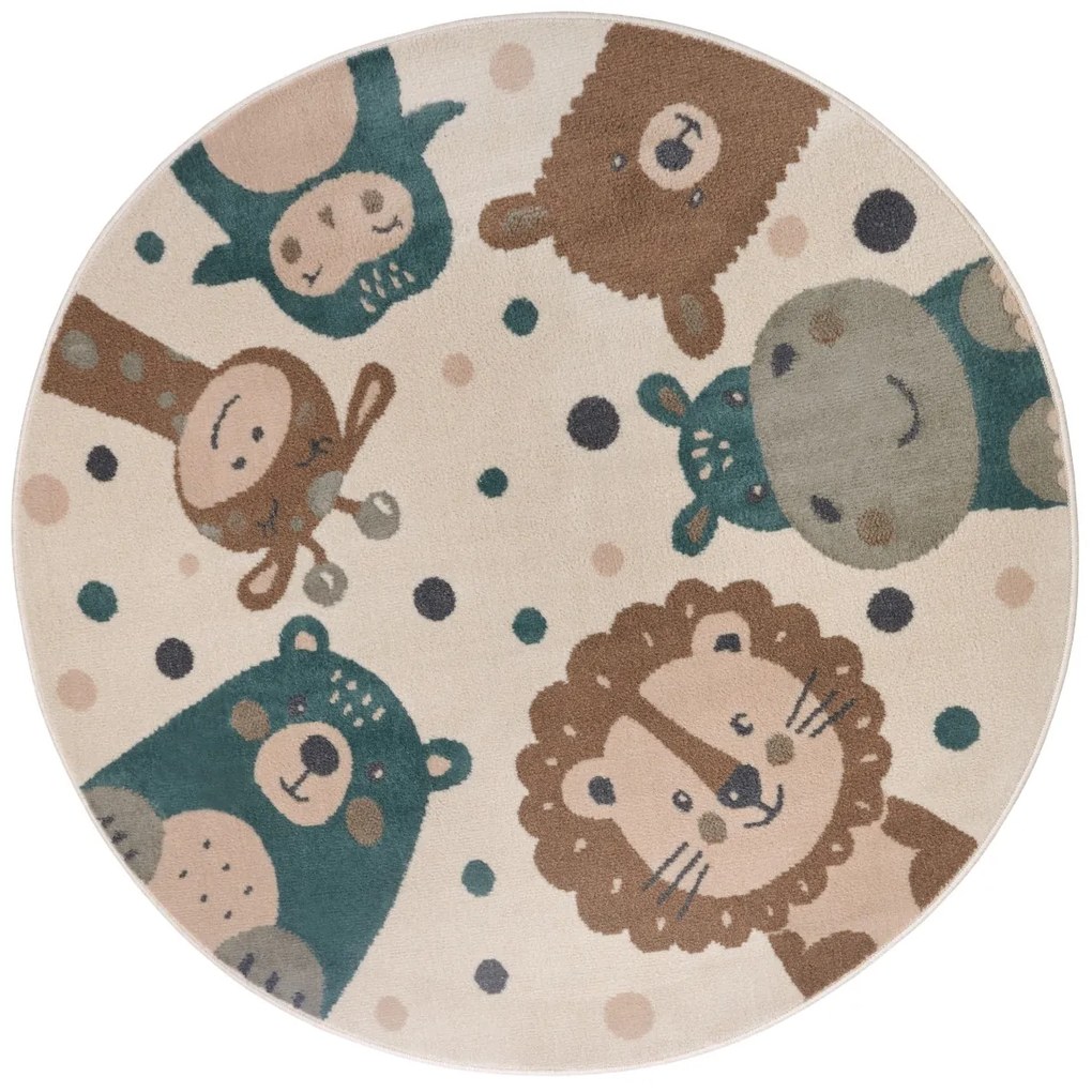 Hanse Home, Dětský koberec Adventures 105968 Cream Brown Blue kruh, 140x140 (průměr) kruh, Biano.cz