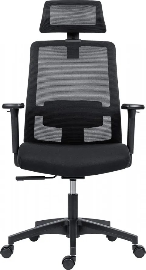 Kancelářská ergonomická židle DELFO — síť / látka, černá