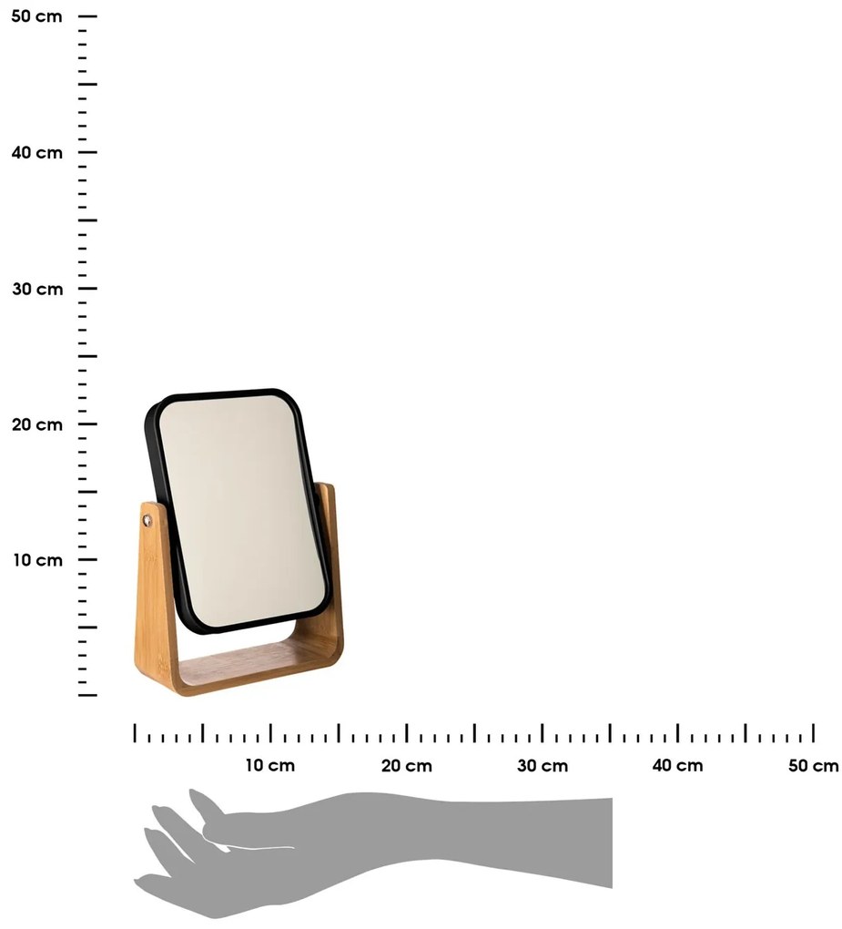 Stolní zrcadlo Natureo, černá/s dřevěnými prvky