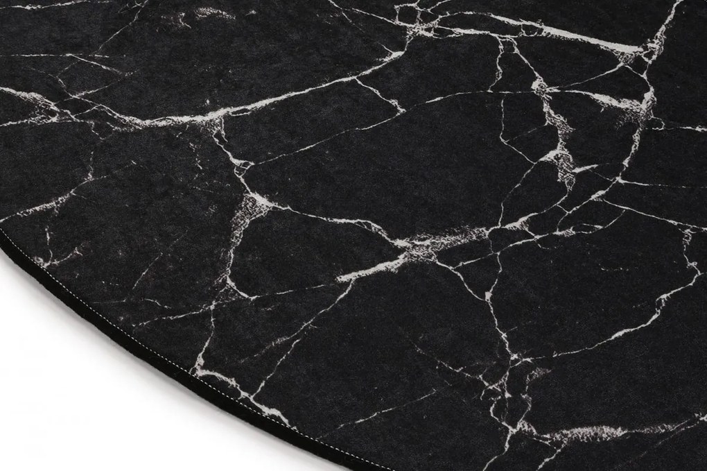 Oválný koberec Black Marble 60x90 cm černý