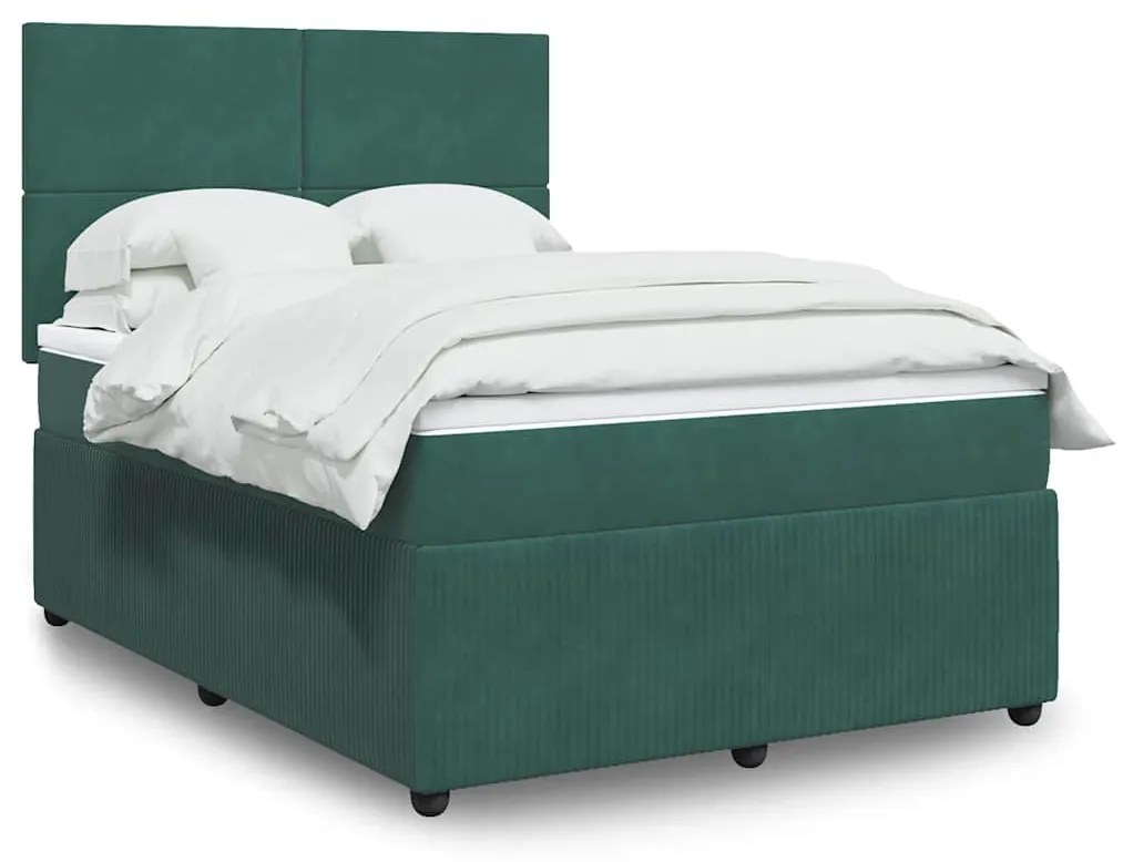Box spring postel s matrací tmavě zelená 140x190 cm samet 3292331
