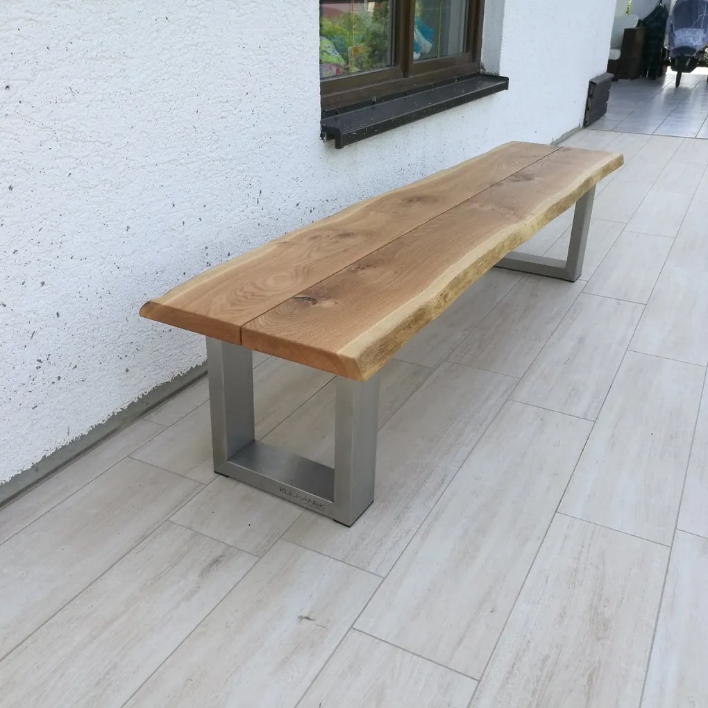 KULHÁNEK Zahradní sestava s nerezovými nohami - stůl, lavice bez opěradla Délka: 230 cm