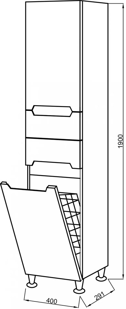 Lavedo Marco 40 vysoká skříňka do koupelny s košem Orientace: Levá