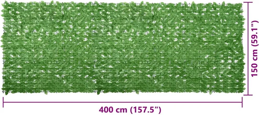 Balkónová zástěna se zelenými listy 400 x 150 cm 315504