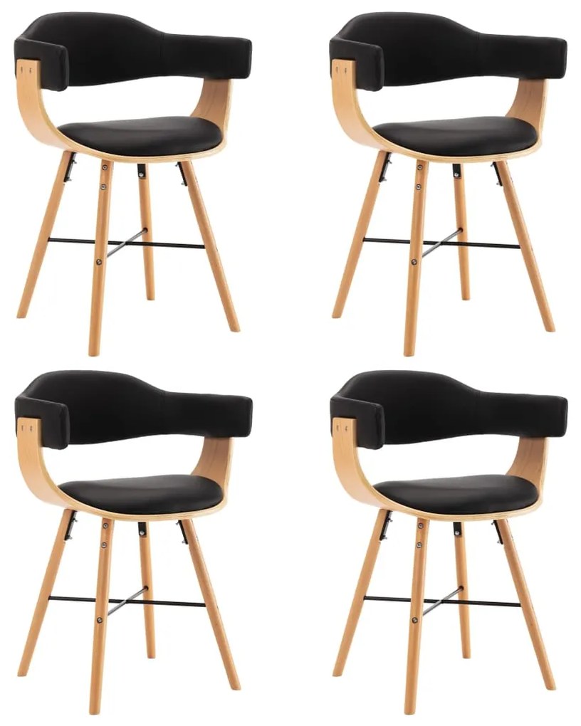 279493 vidaXL Jídelní židle 4 ks černé umělá kůže a ohýbané dřevo