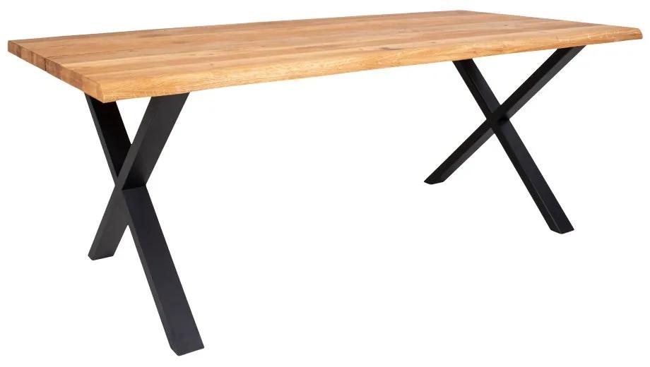 Dubový jídelní stůl Tamko z masivu 200 cm, přírodní/černá