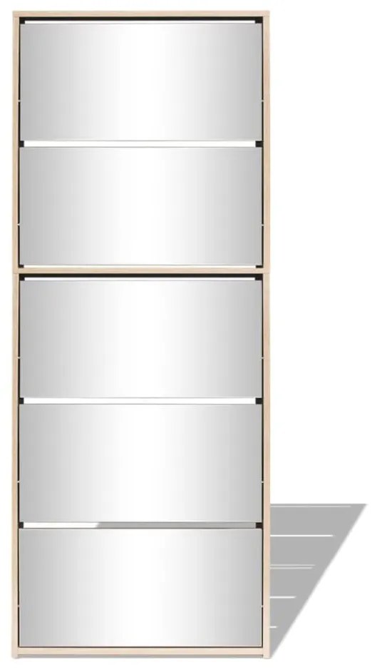 Botník pětipatrový, zrcadlový, dub 63x17x169,5 cm - Default Title
