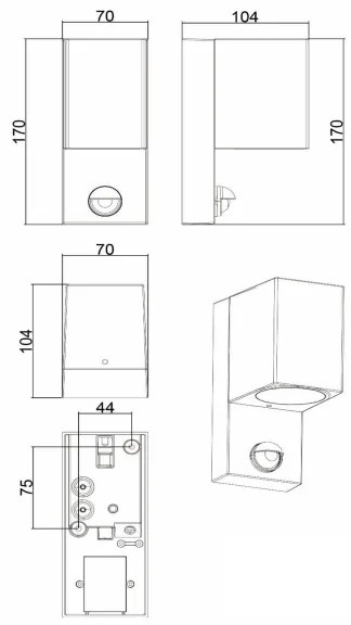 Lucide 69802/01/30 -Venkovní svítidlo se senzorem ZARO 1xGU10/7W/230V IP65 černá