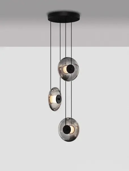 LED stmívatelný černo-šedý moderní lustr Skia 169