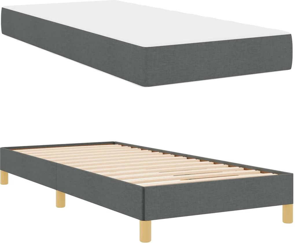 Postel s boxspringem s matrací Tmavě šedá 80 x 200 cm textil 3398522