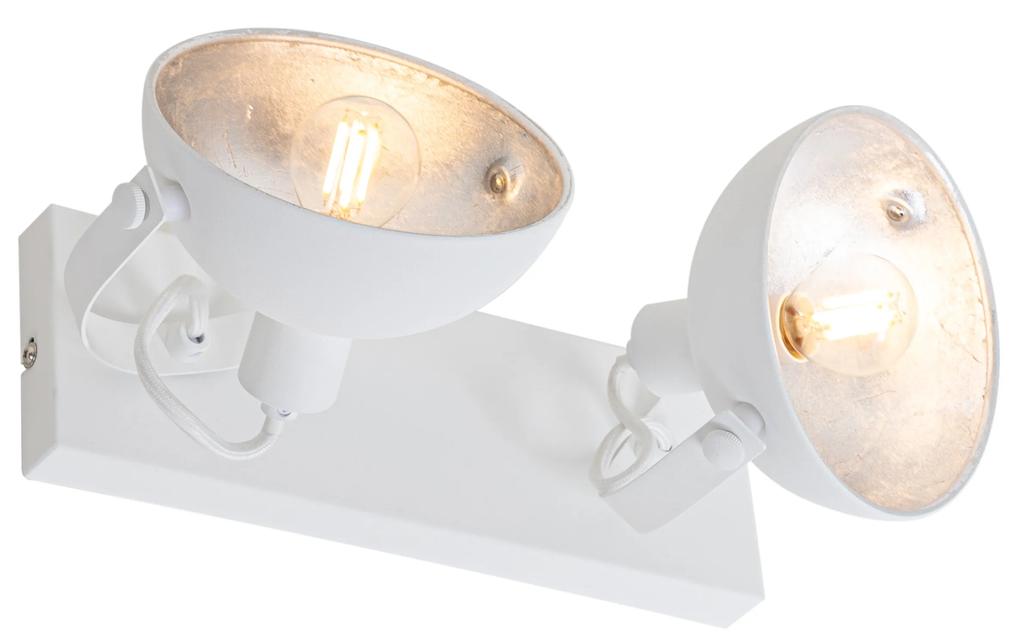 Průmyslové stropní svítidlo bílé se stříbrným 2-světelným nastavitelným - Magnax