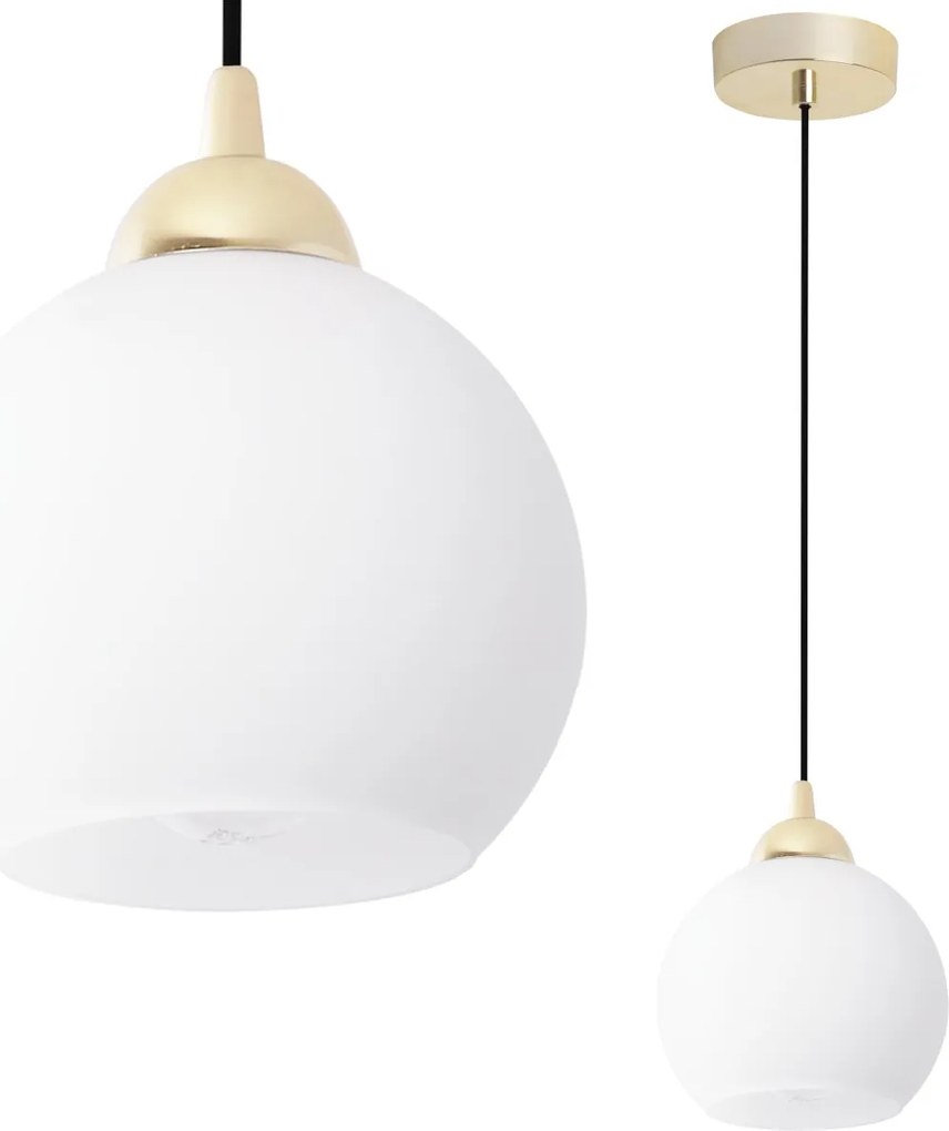 Závěsné svítidlo Eliza, 1x bílé skleněné stínítko, g/b
