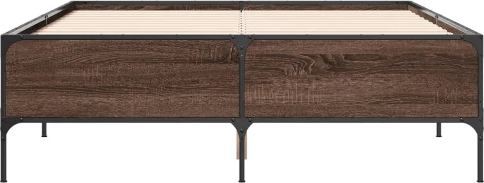 Rám postele hnědý dub 120 x 190 cm kompozitní dřevo a kov 3279821