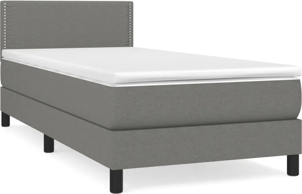 Box spring postel s matrací tmavě šedá 90x200 cm textil 3139946