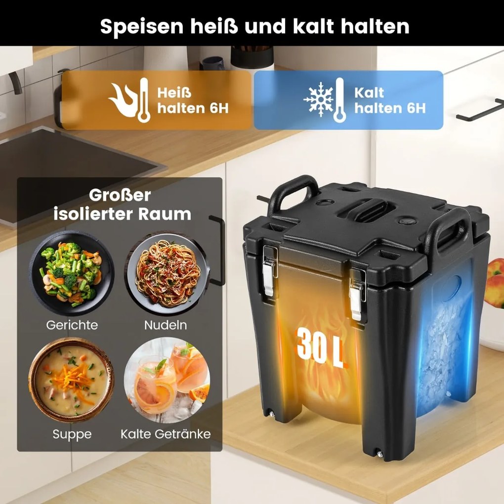 Costway 30 L Cool Box Izolovaný box s kolečky s brzdami Stohovatelný termobox