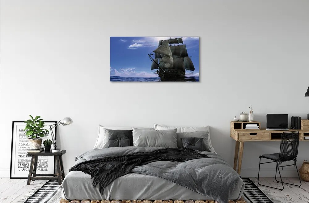 Obrazy na plátně Mořská oblačnosti loď 120x60 cm