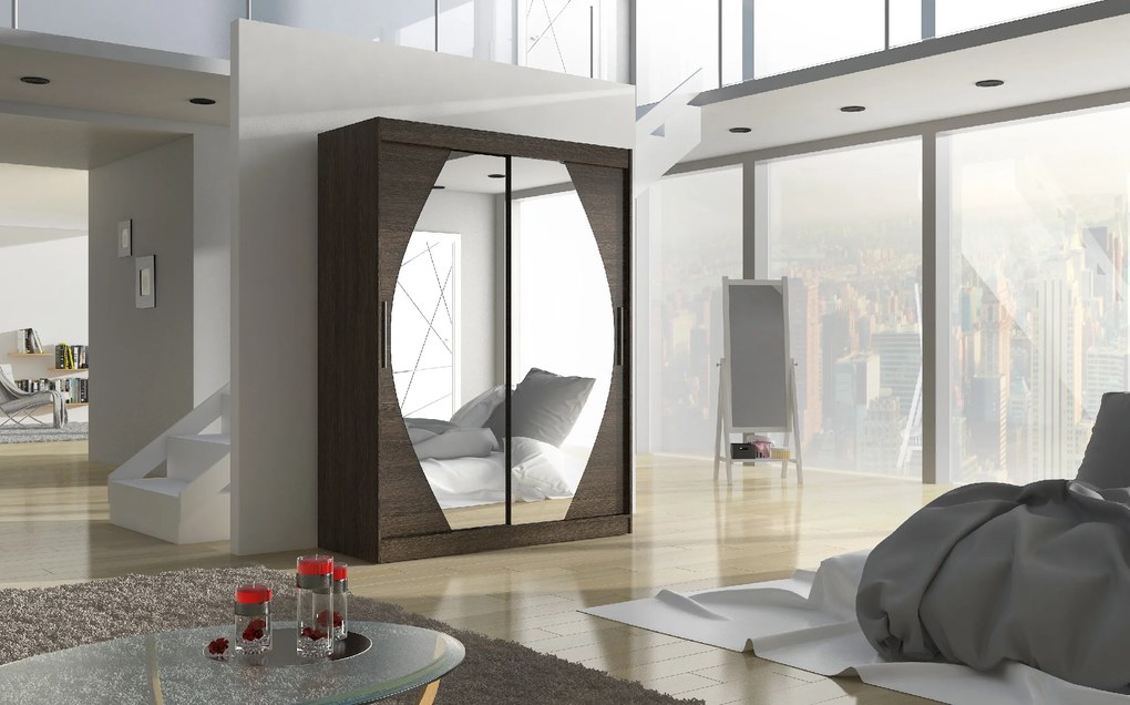 ADRK Furniture Skříň posuvná se zrcadlem ALEN 150 ADRK-SW-ALE-CH-150