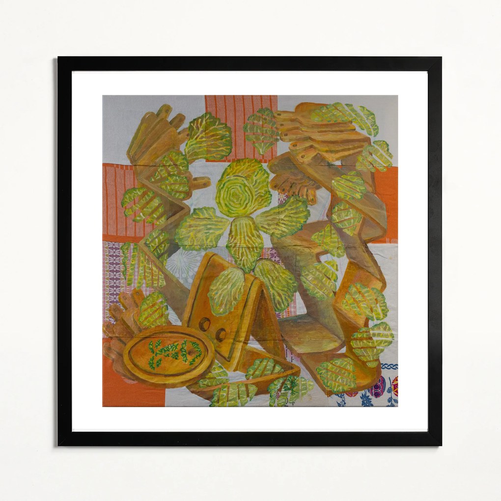 Daniela Krajčová | Krajanie šalátu Rám: Černý, Velikost: 40 x 40 cm