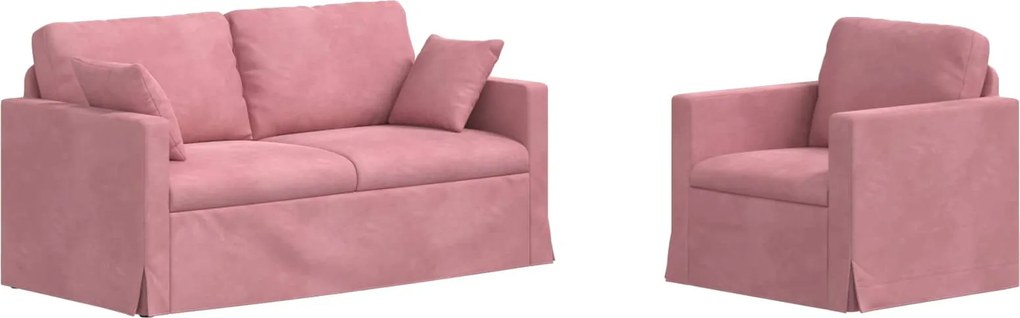 Set pohovek 2 ks Růžová samet 3407555