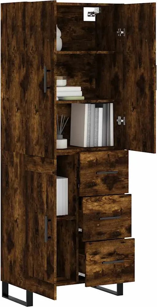 Skříň highboard kouřový dub 69,5 x 34 x 180 cm kompozitní dřevo 3196040