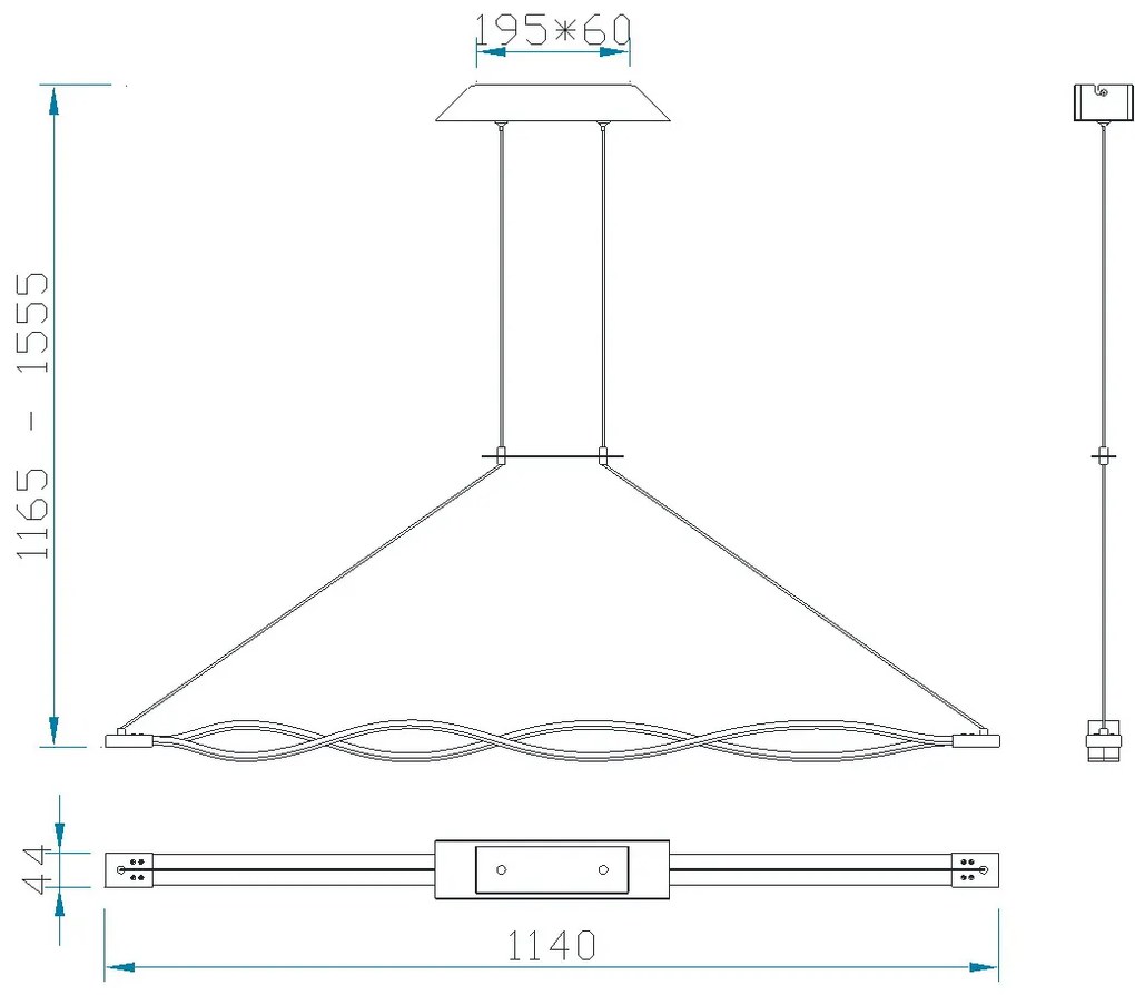Mantra Sáhara Forja, závěsné LED svítidlo, 36W 2800K, hnědá, šířka 114cm