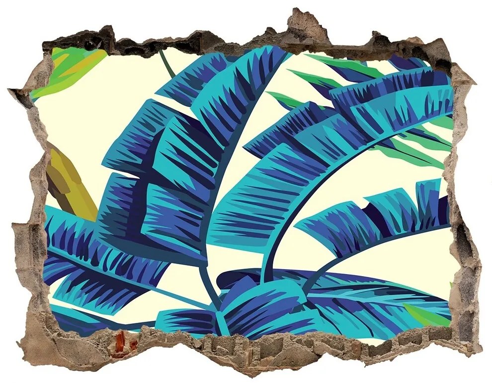Wallmuralia Nálepka 3D díra na zeď samolepící Tropické listí 95x64 cm