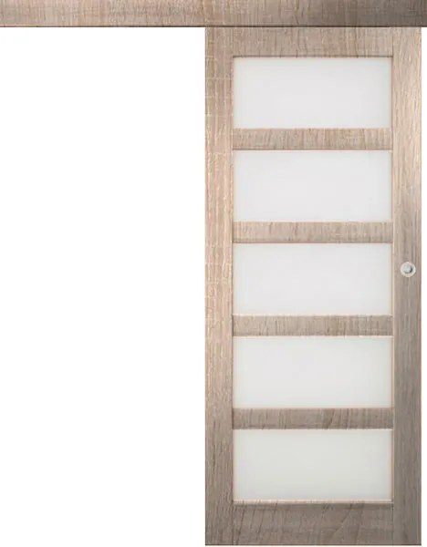 posuvné interiérové dveře na stěnu vasco doors BRAGA model 6 Průchozí rozměr: 70 x 197 cm, Orientace dveří: Levé dveře, Dekor: Bílá